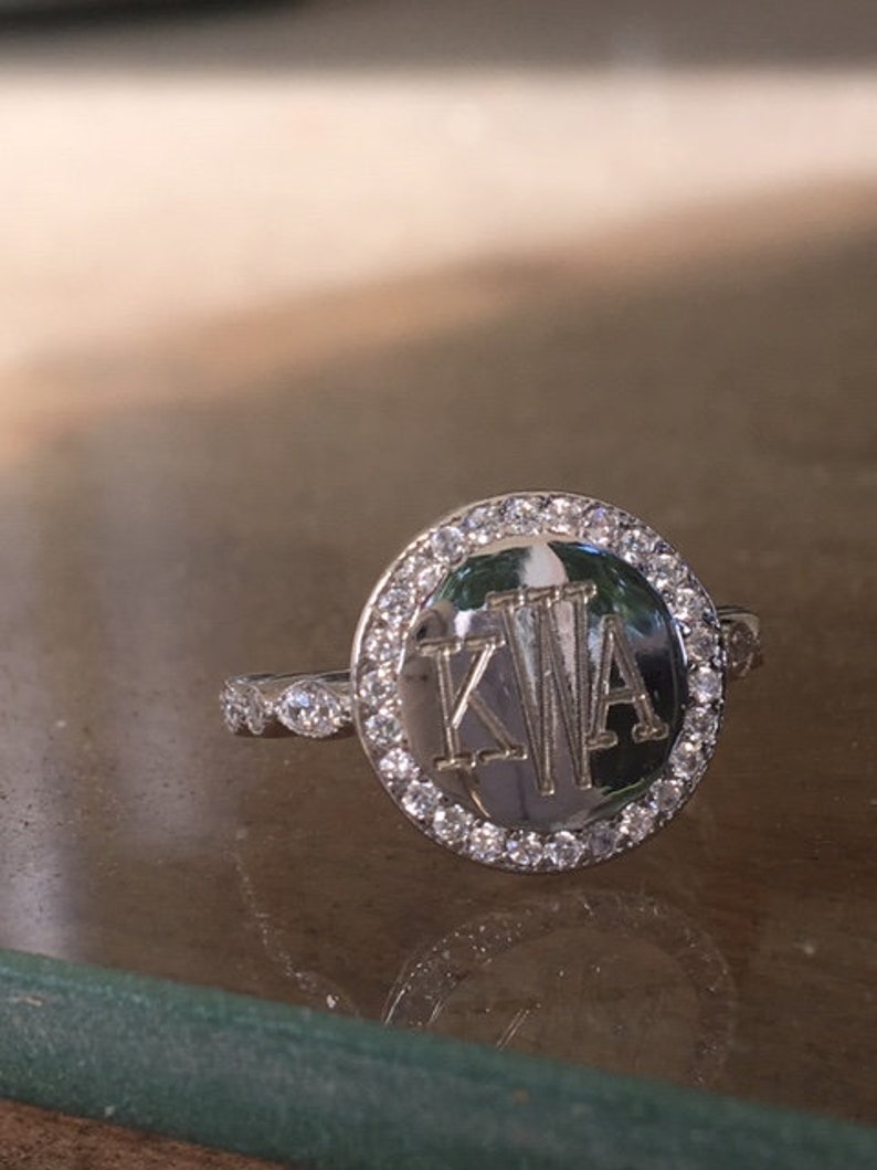 Monogrammed Sterling Silver Ringsterling Silver CZ Ring | Etsy