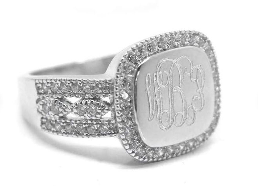 Monogram Ring Stering Silver Monogrammed Jewelry Sterling Silver Ring ...