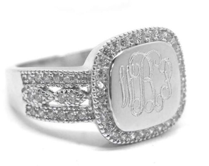 Monogram Ring Stering Silver Monogrammed Jewelry Sterling Silver Ring ...