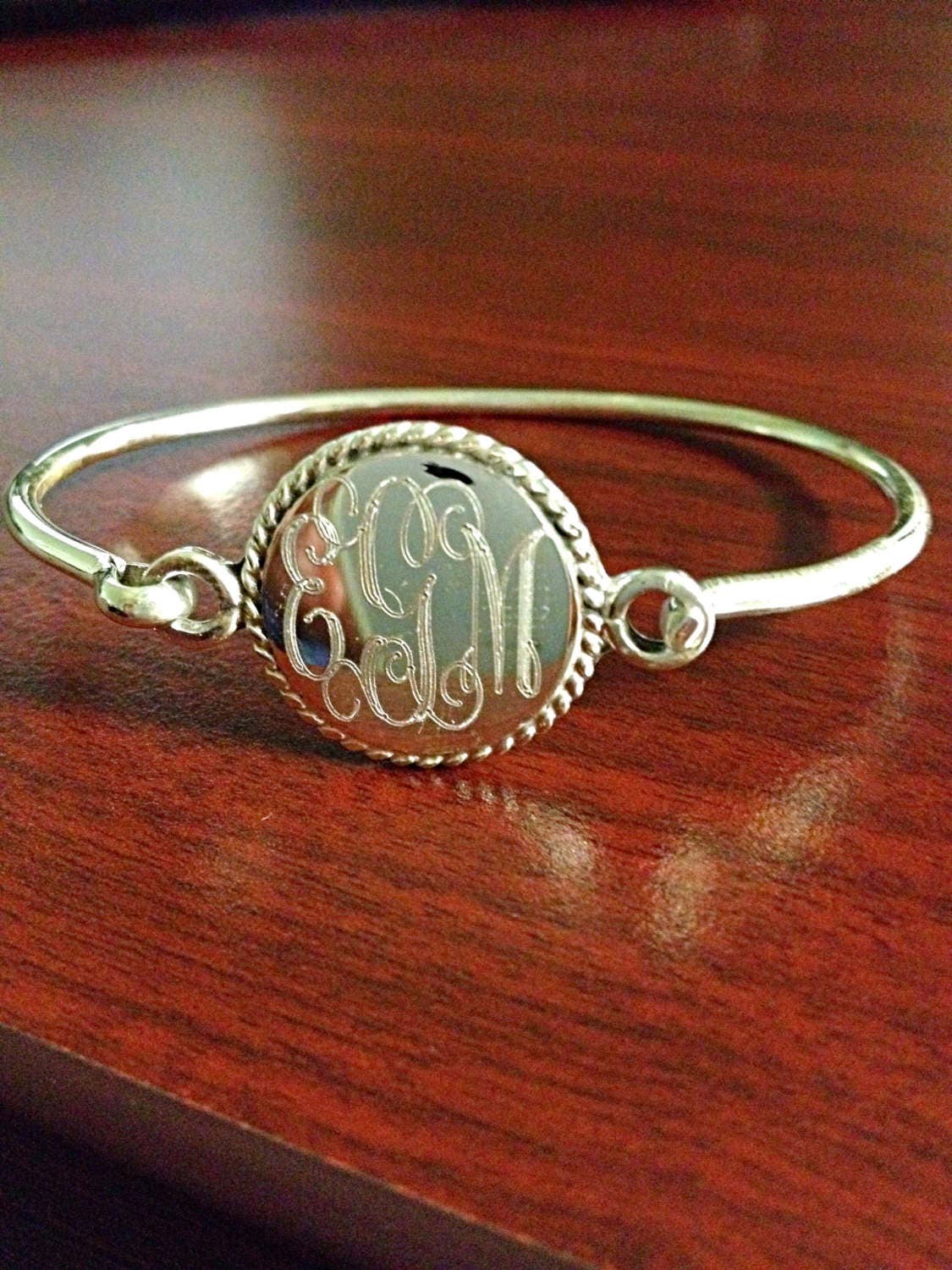 Monogrammed Sterling Silver Bracelet Rope Bangle - Etsy