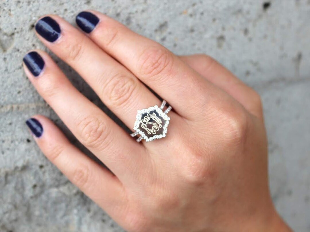 Monogrammed Sterling Silver Ring, Monogram Ring, Personalized Ring ...