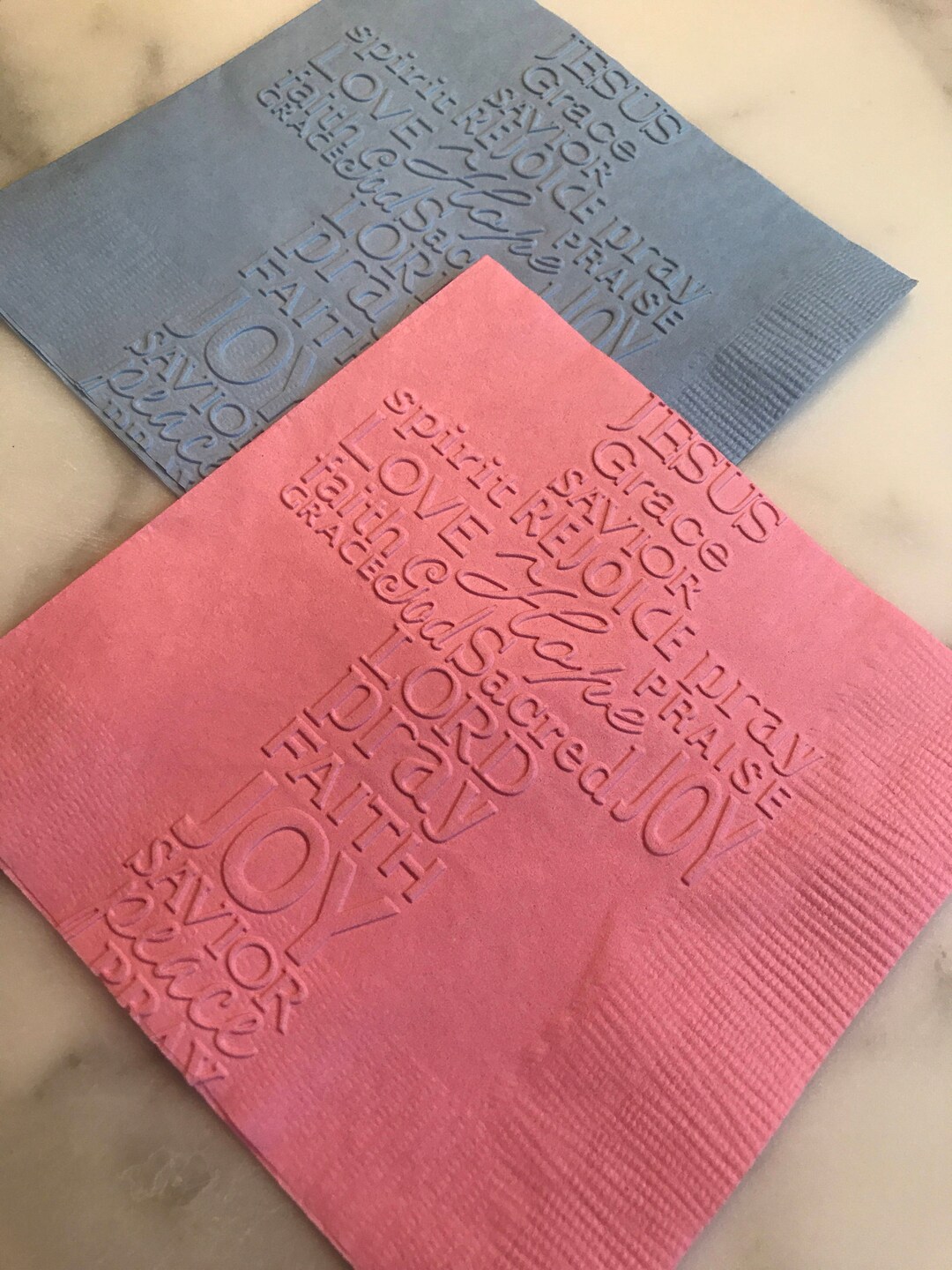 Cross With Religious Words Hand Embossed Cocktail Napkins - Etsy