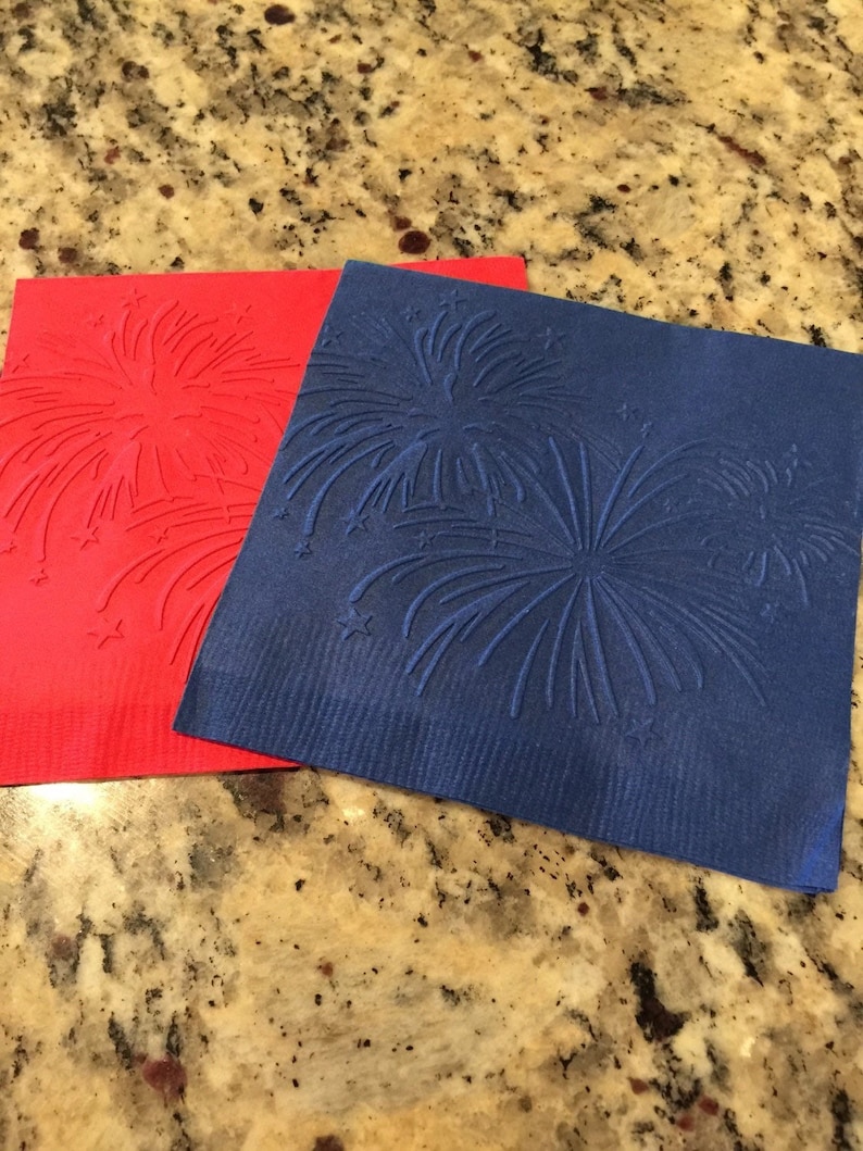 Firework 4th of July Hand Embossed Cocktail Napkins - Etsy