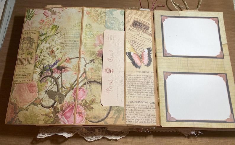 Vintage Inspired Scrapbook Journal, Romantic Floral Journal, Mini Album ...
