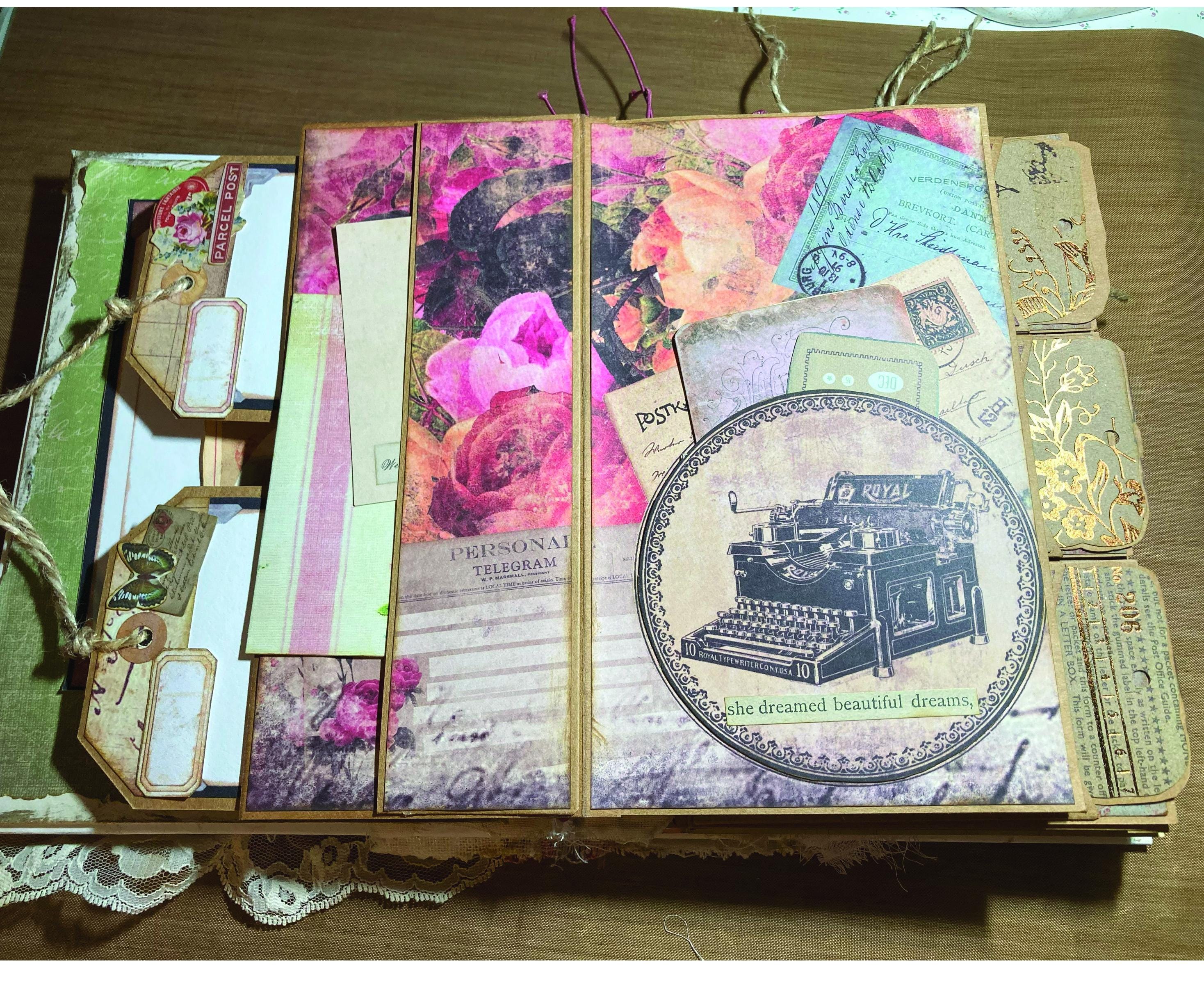 Vintage Inspired Scrapbook Journal, Romantic Floral Journal, Mini Album ...