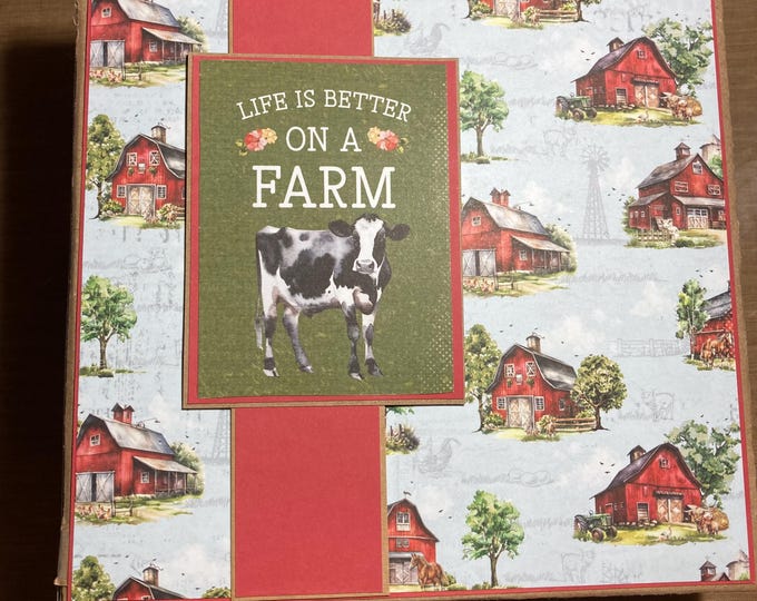 Handmade Farmstyle Mini-album, Cow Farm Themed Scrapbook Album ...