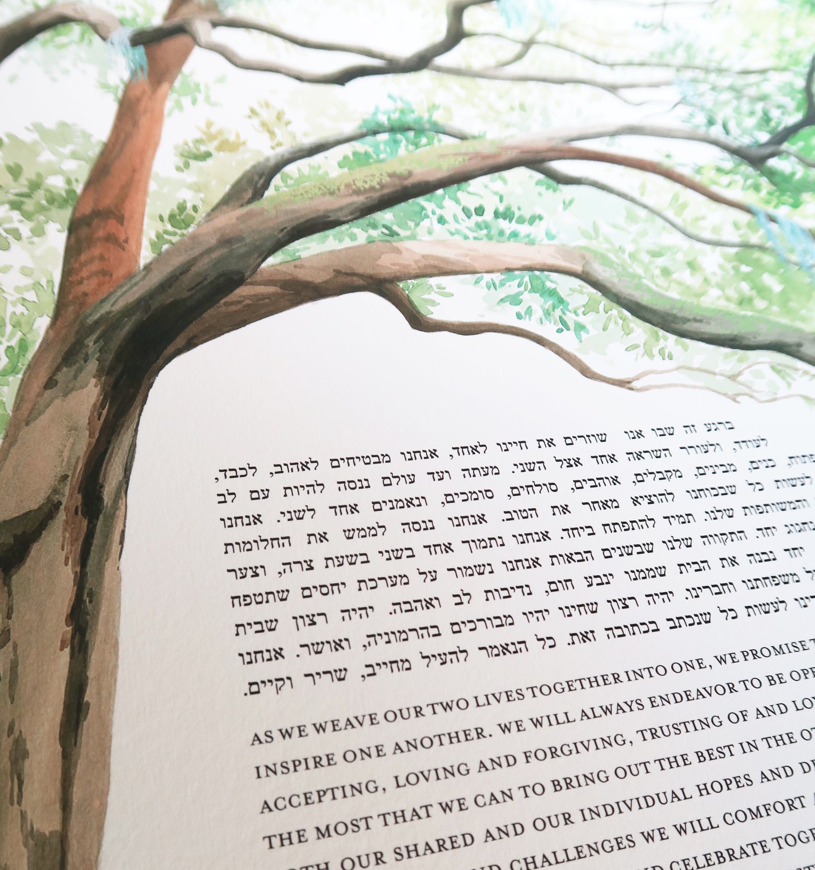 Live Oak Tree Parents' Gift | Jewish/interfaith Wedding | Hand-painted ...