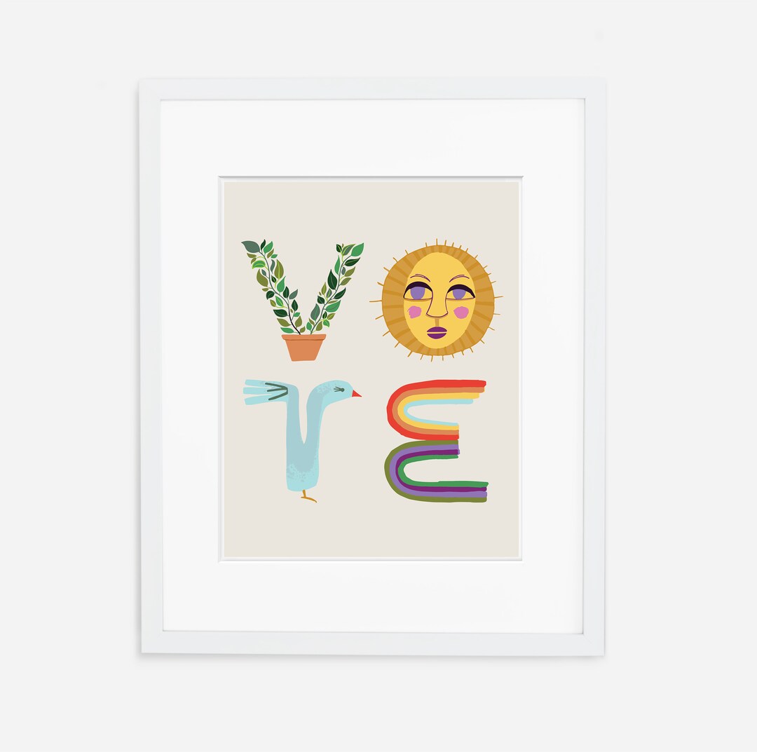 Vote Typography Print Original Giclée Print Whimsical Political Artwork ...