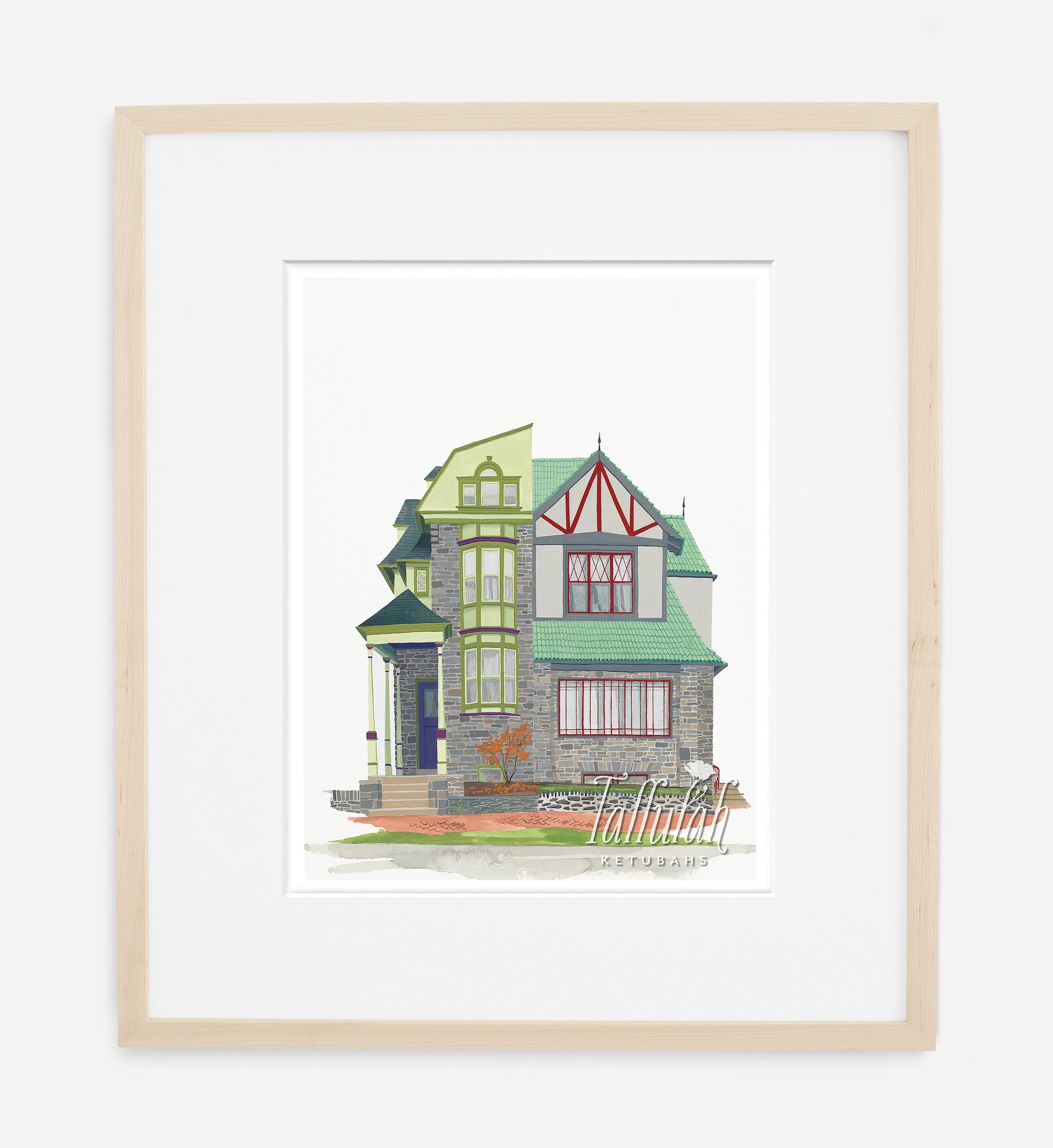 Happy Neighbors I House Portrait Hand-painted Watercolor - Etsy