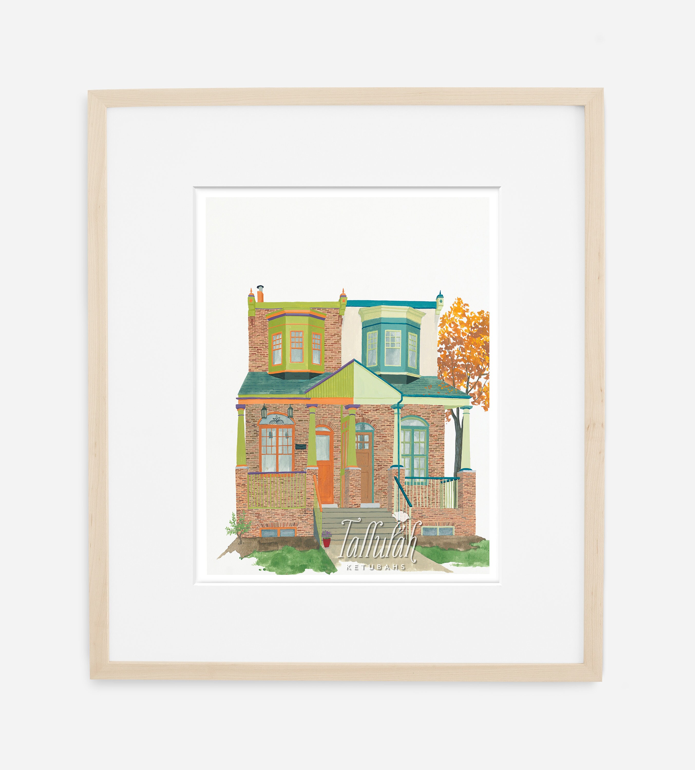 Happy Neighbors III House Portrait | Hand-painted Watercolor, Giclée ...