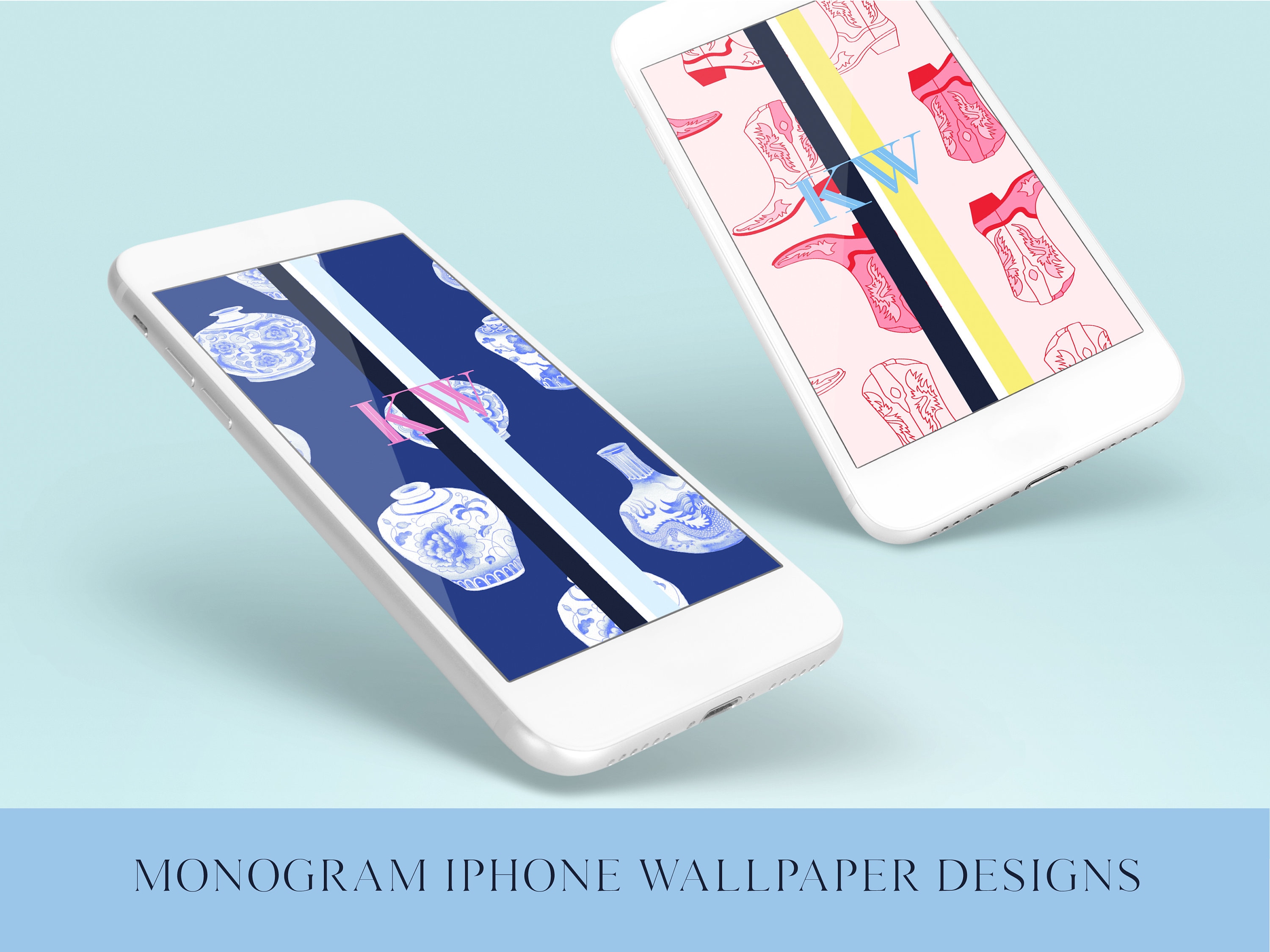 Monogram For Iphone Backgrounds Blue