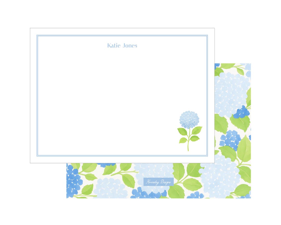 Hydrangea Stationery, Floral Stationery, Custom Personalized Women's ...