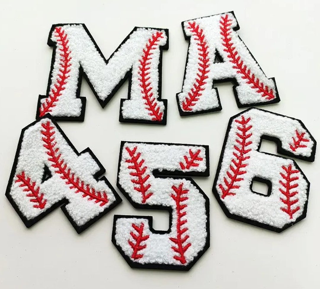 Baseball Chenille Iron on Patches - Letters and Numbers Baseball Chenille Patch - Etsy