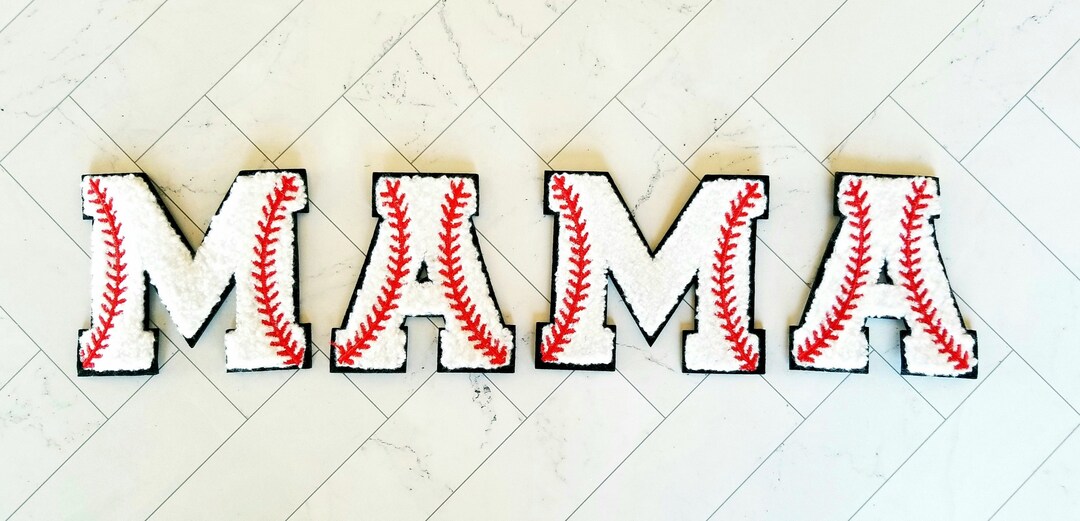 Mama Baseball Chenille Iron on Patches - Mama Baseball Alphabet Iron on Patches - Etsy