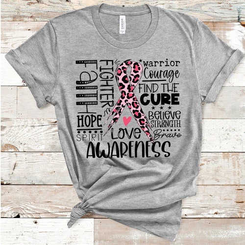 Breast Cancer Awareness Leopard Word Art Typography Screen - Etsy