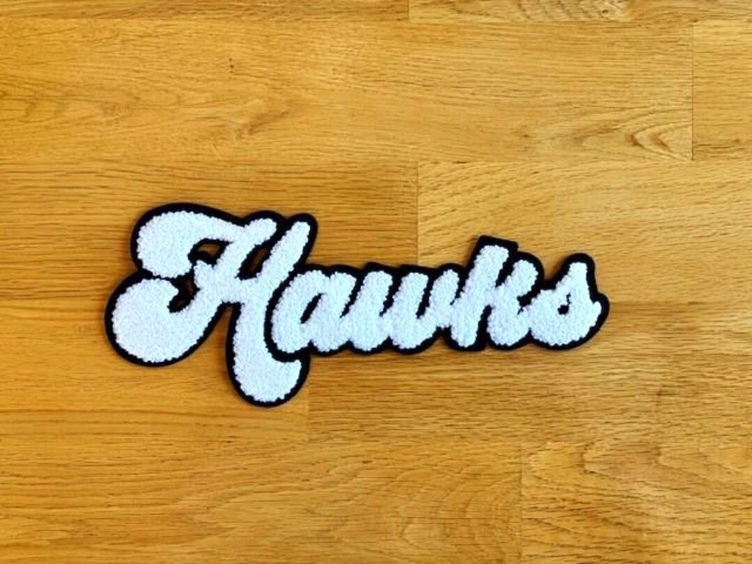 Hawks Mascot Chenille Patch - Chenille Patch With Adhesive - School ...