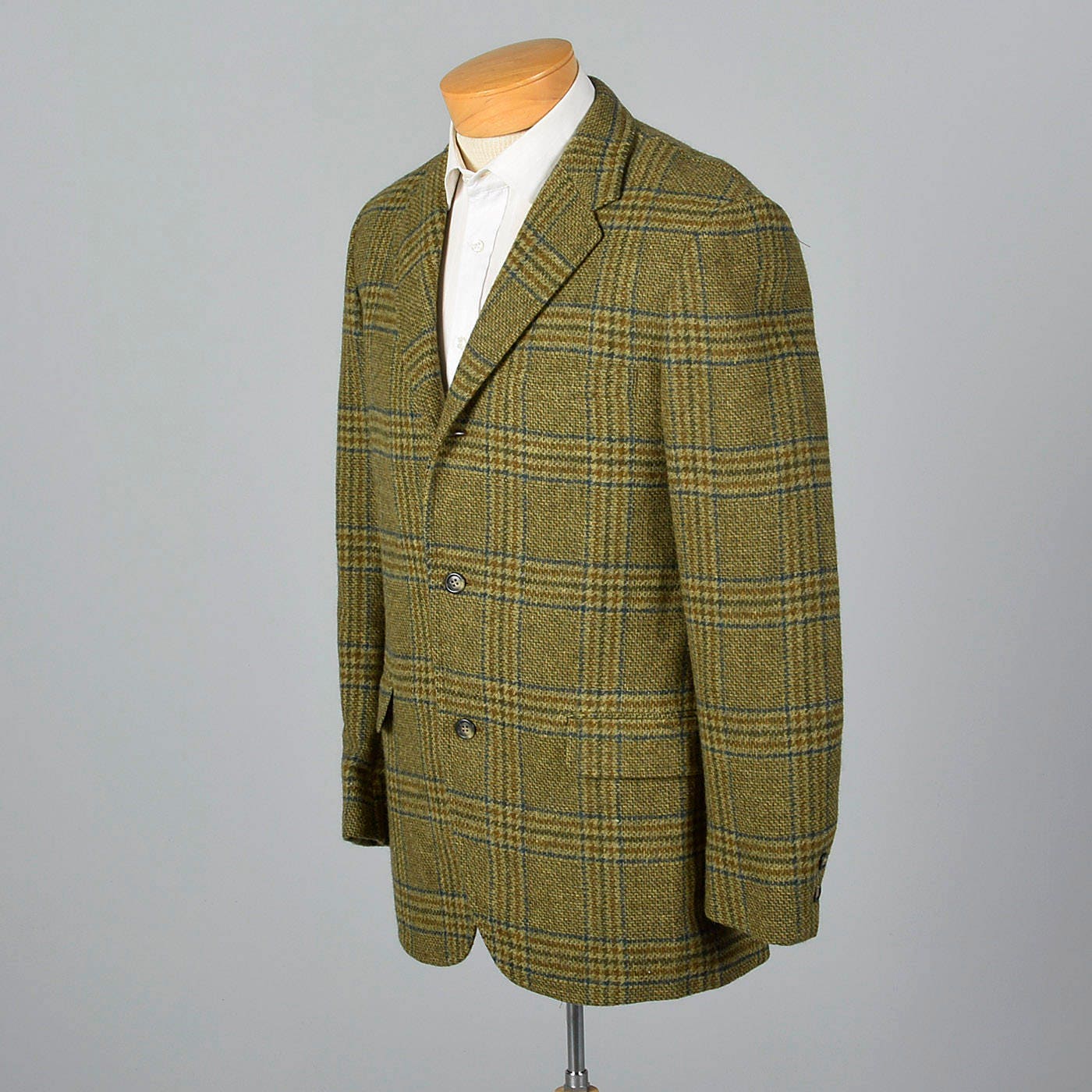 40L 1960s Mens Green and Gold Plaid Jacket Wool Long Sleeves - Etsy