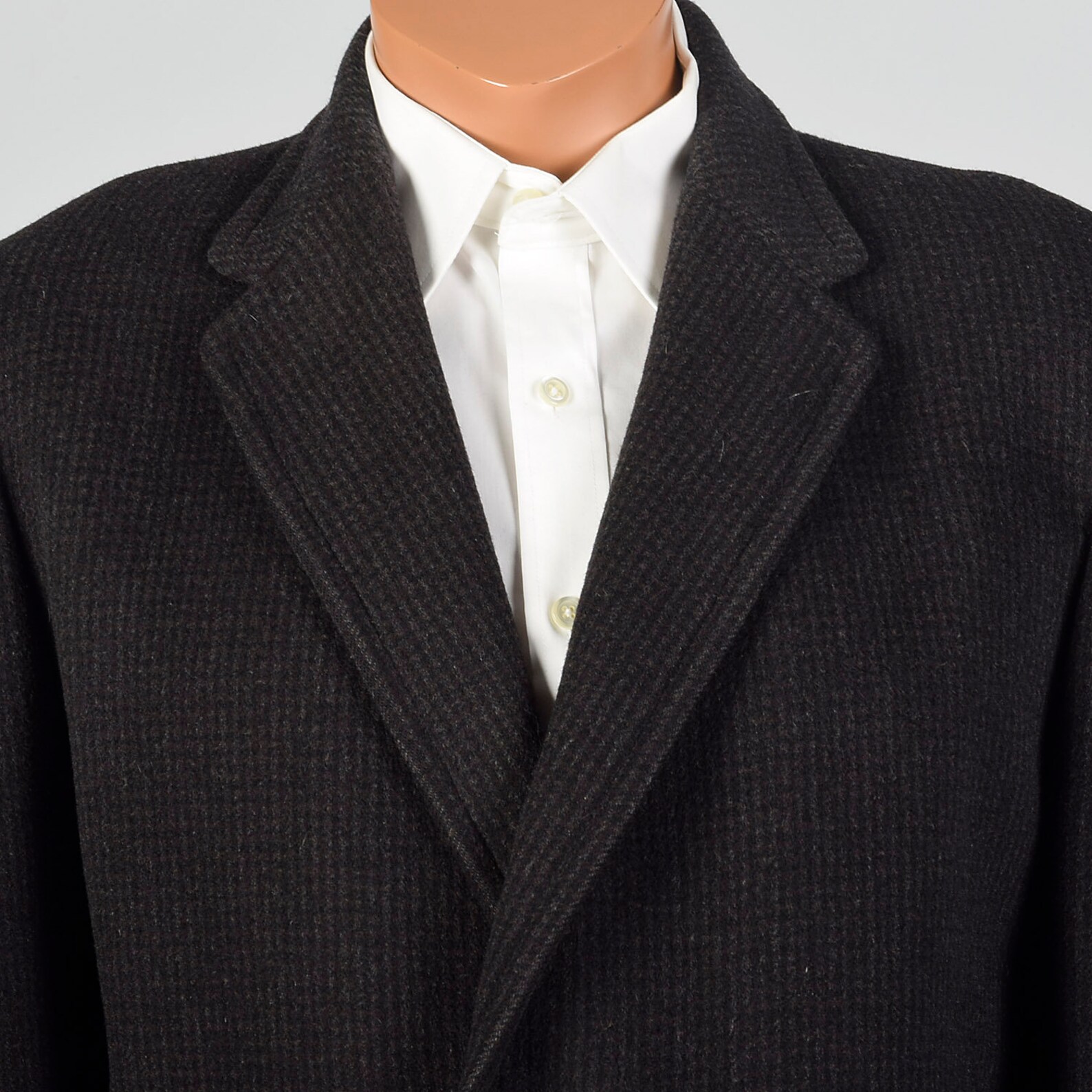 Large 1950s Mens Wool Overcoat Striped Convertible Pockets Wide Lapel ...