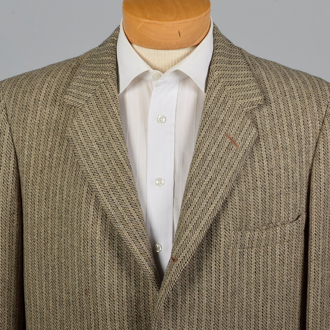 XL 44L 1950s Mens Tan Tweed Striped Sportcoat Single Vent Medium Lapels ...