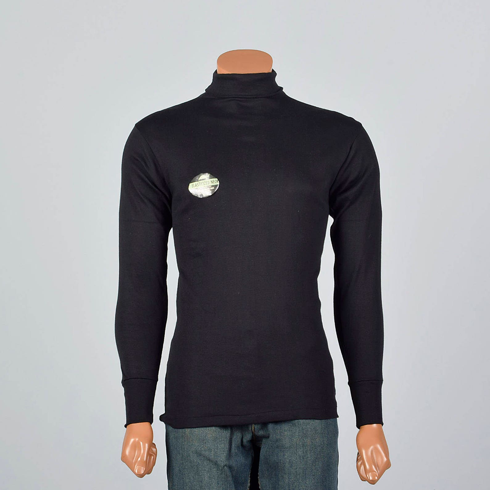 Small 1960s Mens Tight Black Turtleneck Loopwheel Knit Long - Etsy