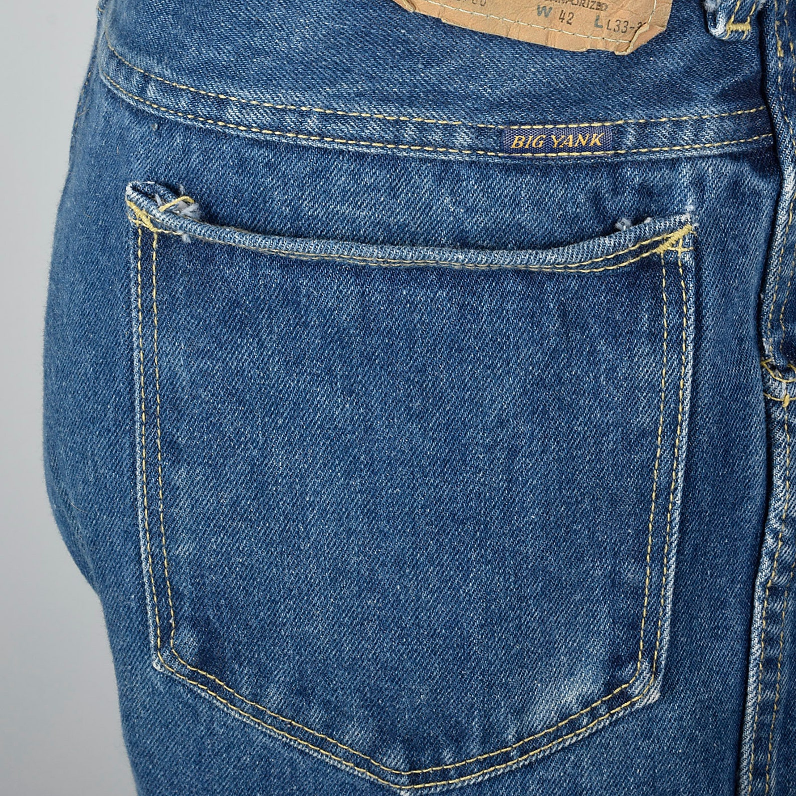 XL 1970s Mens Big Yank Workwear Jeans Dark Wash Straight Leg Light Fade ...