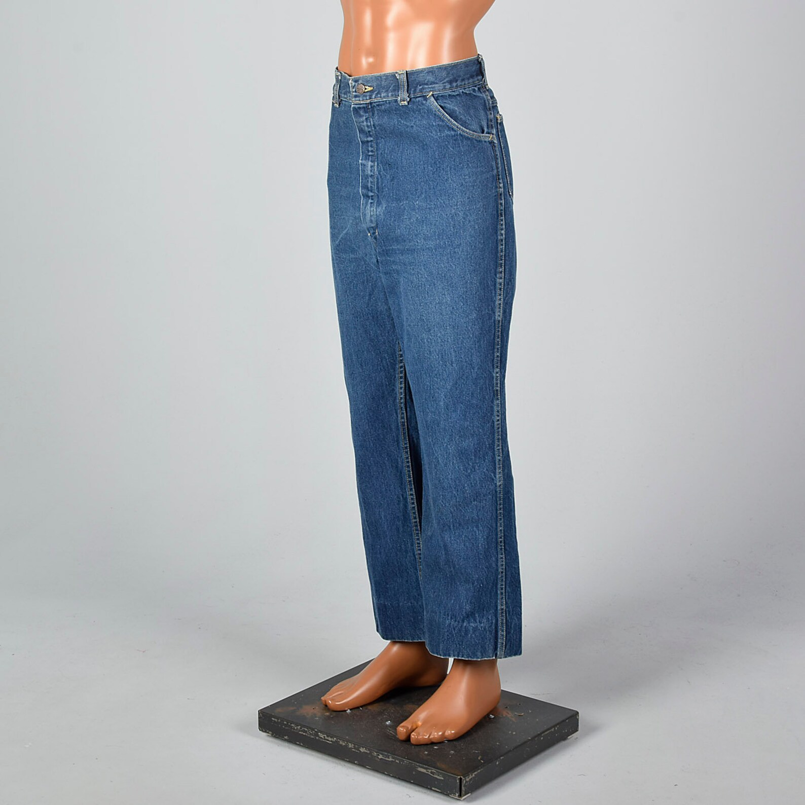 XL 1970s Mens Big Yank Workwear Jeans Dark Wash Straight Leg Light Fade ...
