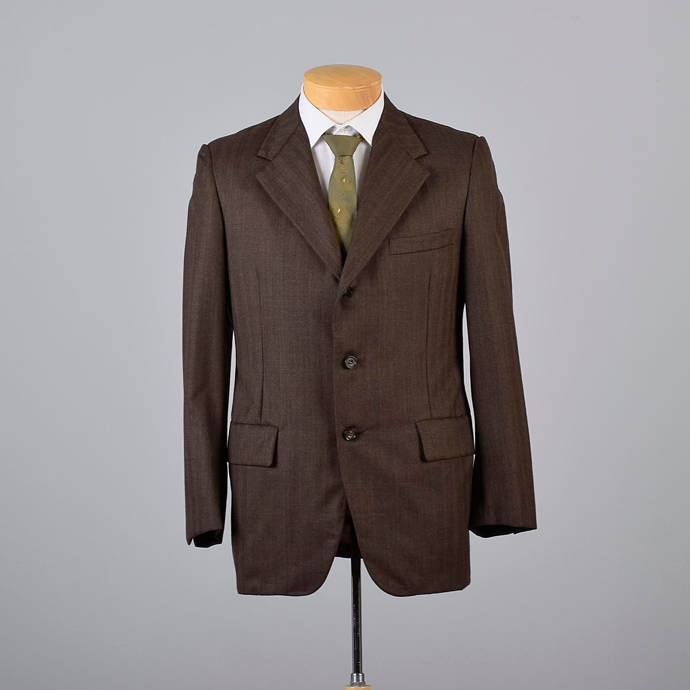 Mens Vintage 70s Mod Brown Stripe Pinstripe 3 Button Jacket - Etsy