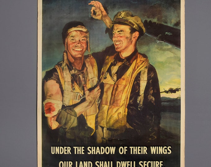 WW2 Poster Full Color Under the Shadow of Their Wings Our Land - Etsy