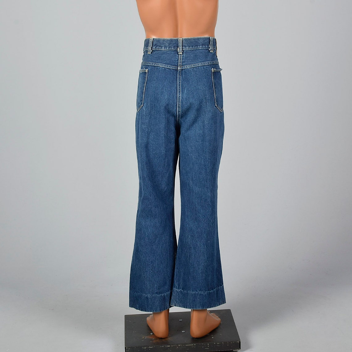 XL 1970s Mens Big Yank Workwear Jeans Dark Wash Straight Leg Light Fade ...