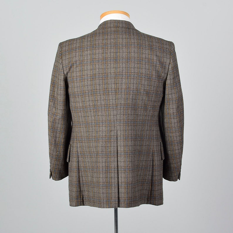 40S 1970s Mens Gray and Yellow Plaid Jacket Two Button Jacket - Etsy