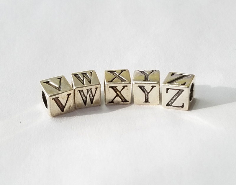 Sterling Silver Alphabet Letter LETTER V Bead Alpha - Etsy
