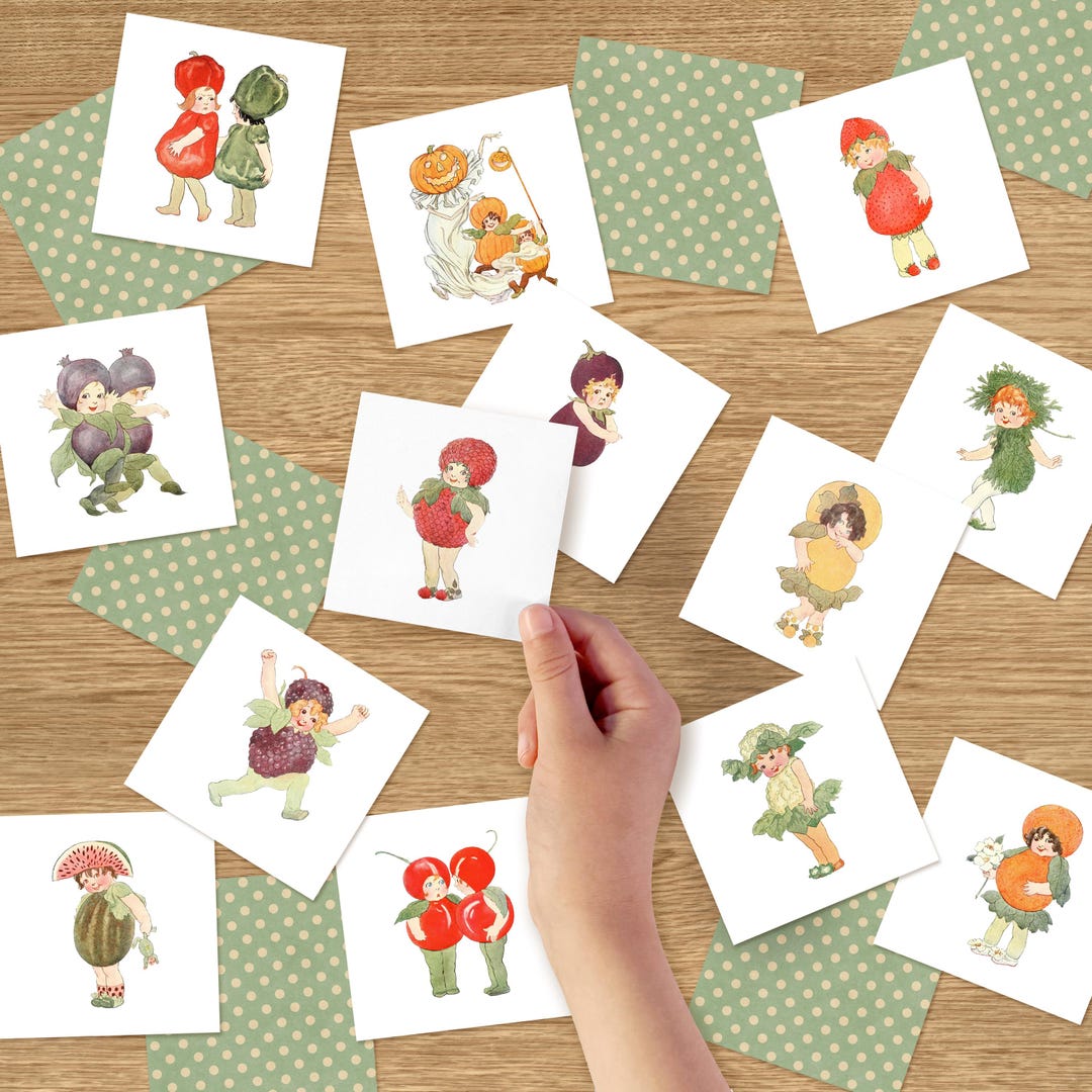 Printable - Nature Children Babies Memory Game, Matching Game, 24 Pairs ...