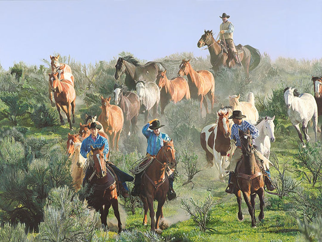 JOHN BYE " Drivin' Em Home " Wild Horses Limited Edition 35 Signed ...