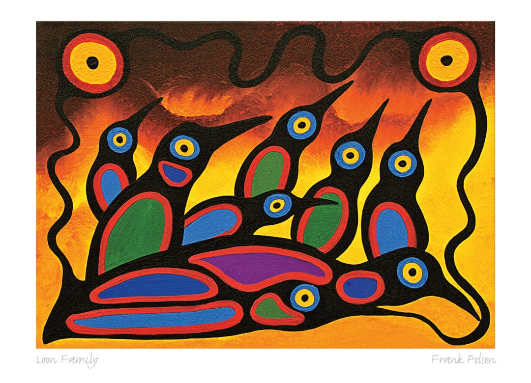 Frank POLSON " Loon Family " Canvas Authentic Indigenous Collectible ...