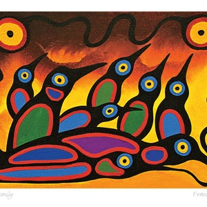Frank POLSON " Loon Family " Canvas Authentic Indigenous Collectible ...