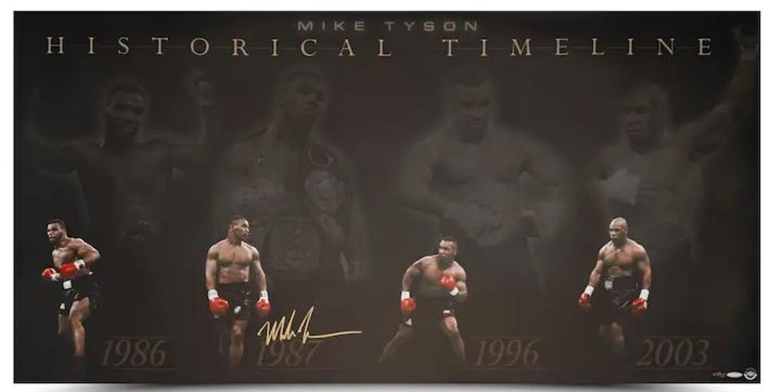 UPPER DECK " Mike Tyson Signed Historical Timeline " Print UDA Authentic Genuine Signature ...