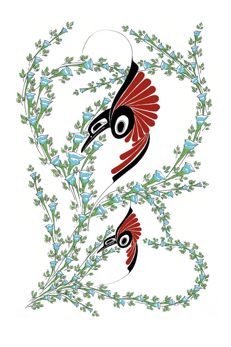 DANNY DENNIS " Hummingbirds " Canvas Authentic Indigenous Art Tsimshian ...