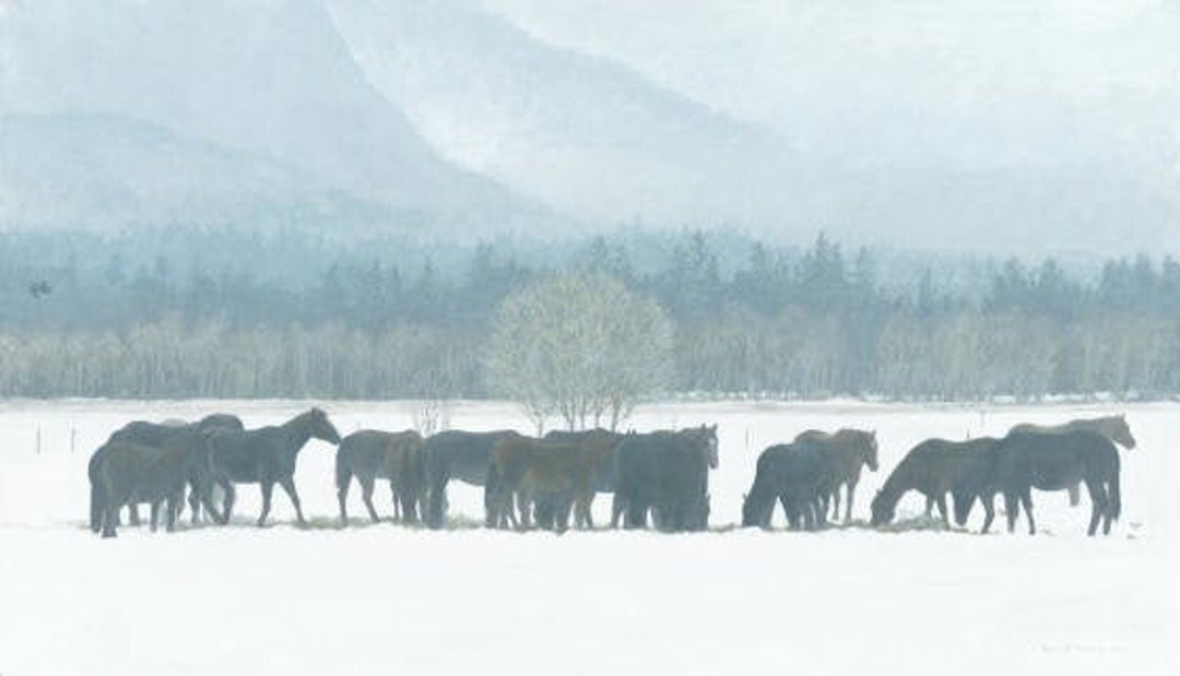 Robert Bateman Winter Gathering – Horse Herd Giclee Canvas RARE Limited ...