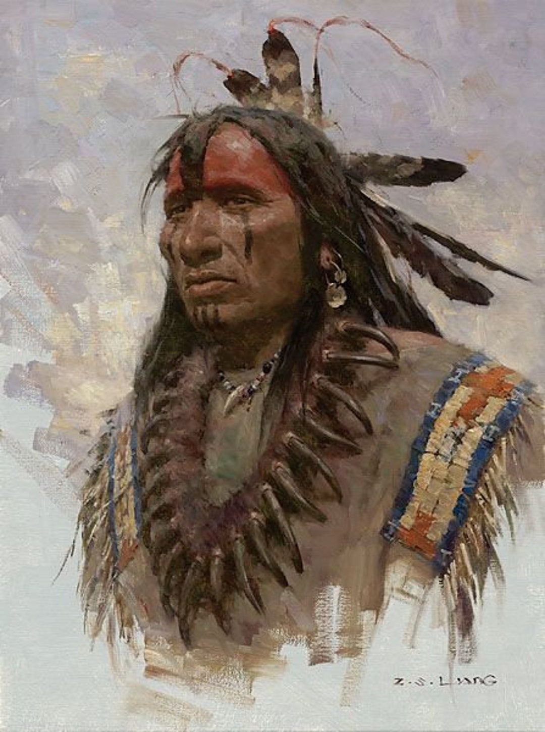 75 Z.S. LIANG "the Grizzly Claw Necklace" Ltd Edition CANVAS 16hx12w ...