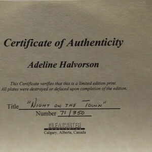 Adeline Halvorson " Night on the Town " Limited Edition Print Signed ...