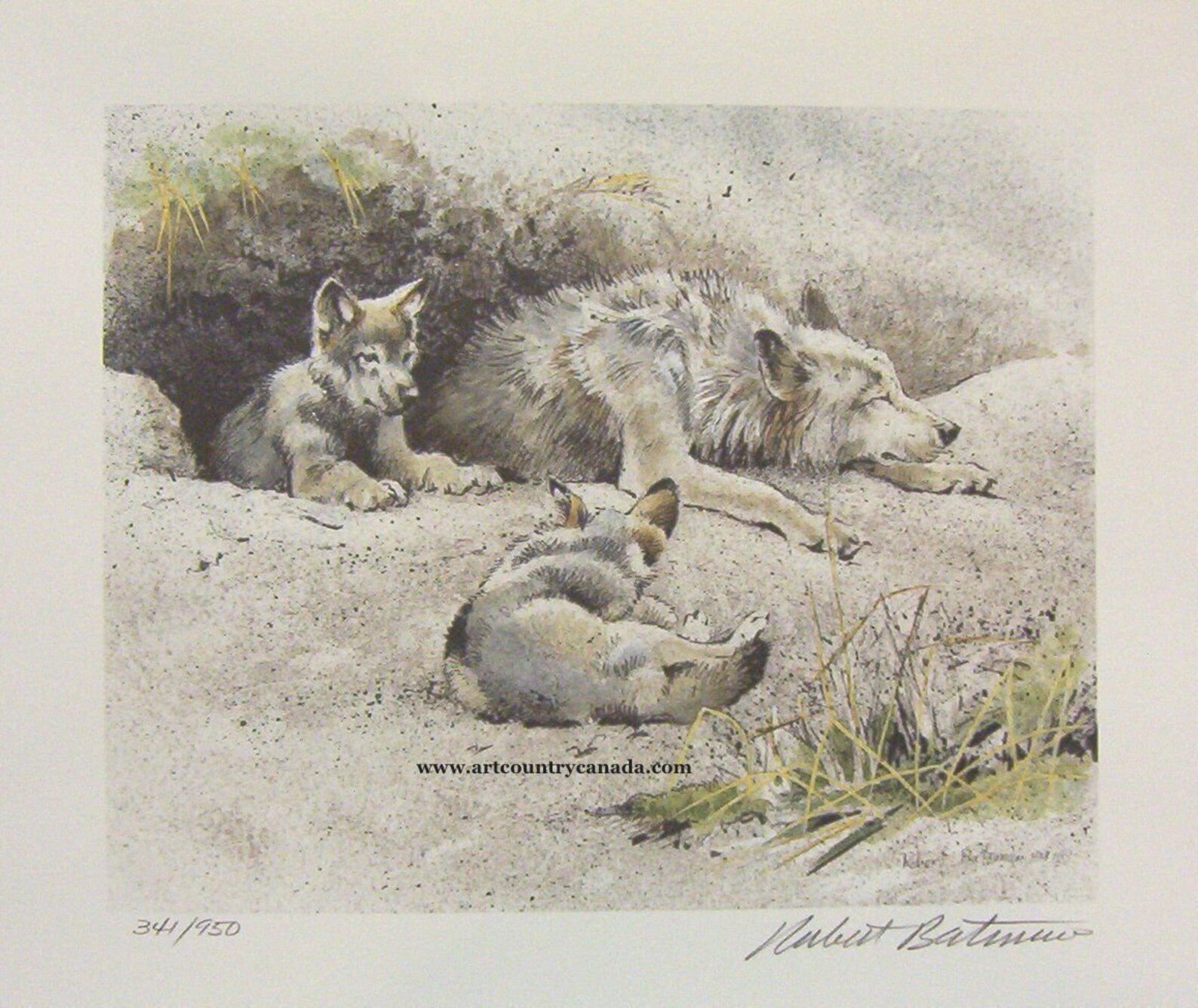 Robert BATEMAN Original LITHOGRAPH " Wolves" 3 Print Art Set LE Signed ...