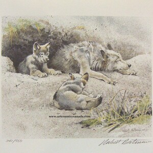 Robert BATEMAN Original LITHOGRAPH " Wolves" 3 Print Art Set LE Signed ...