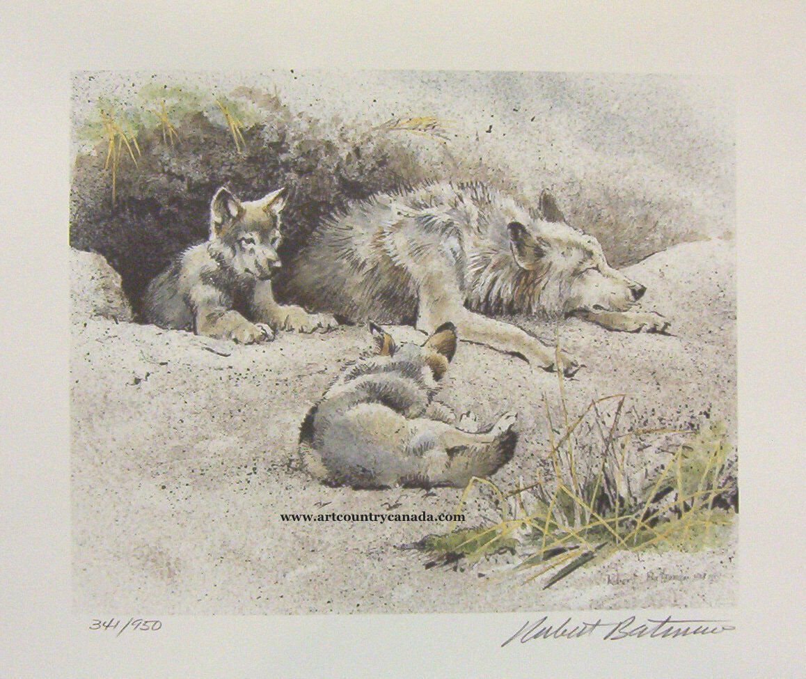 Robert BATEMAN Original LITHOGRAPH " Wolves" 3 Print Art Set LE Signed ...