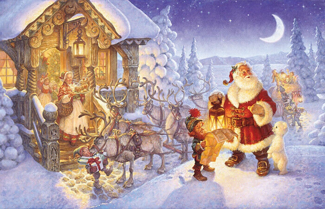Scott GUSTAFSON " Santa at the North Pole Special Edition CANVAS ...