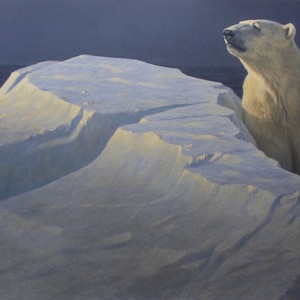 Robert Bateman " Long Light Polar Bear " RARE Timber Canvas Limited ...