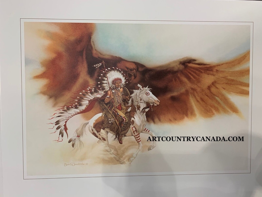 Bev DOOLITTLE Rushing War Eagle Art Print Signed Cover Page Camouflage ...