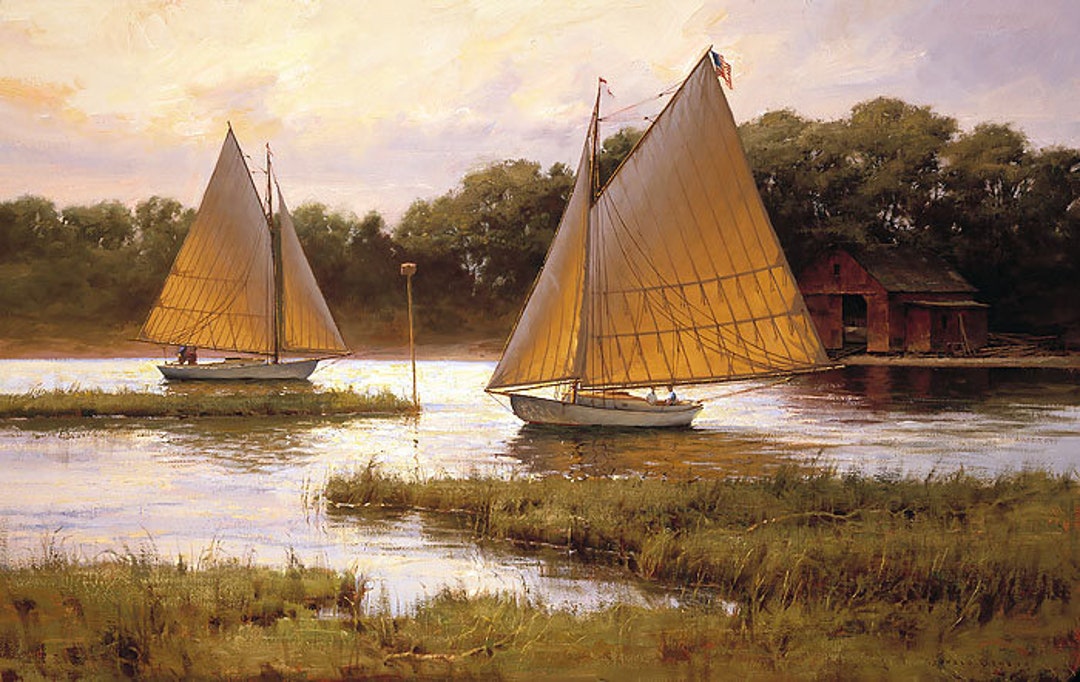 Don DEMERS " Summer Times " Open Edition CANVAS Highly Collected Marine ...