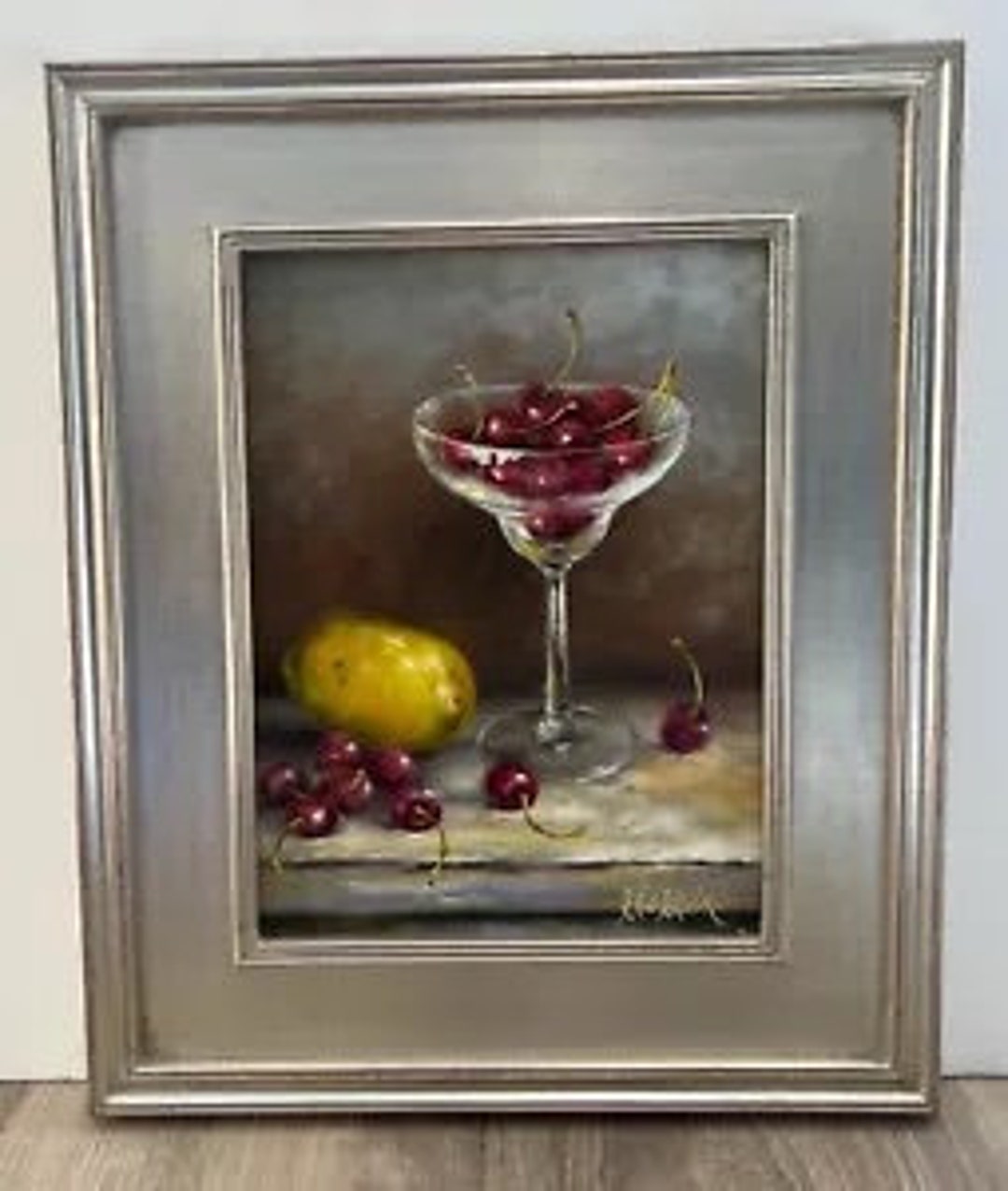Eric ERWIN Original Painting " Bowl of Cherries " Oil Onboard Framed ...