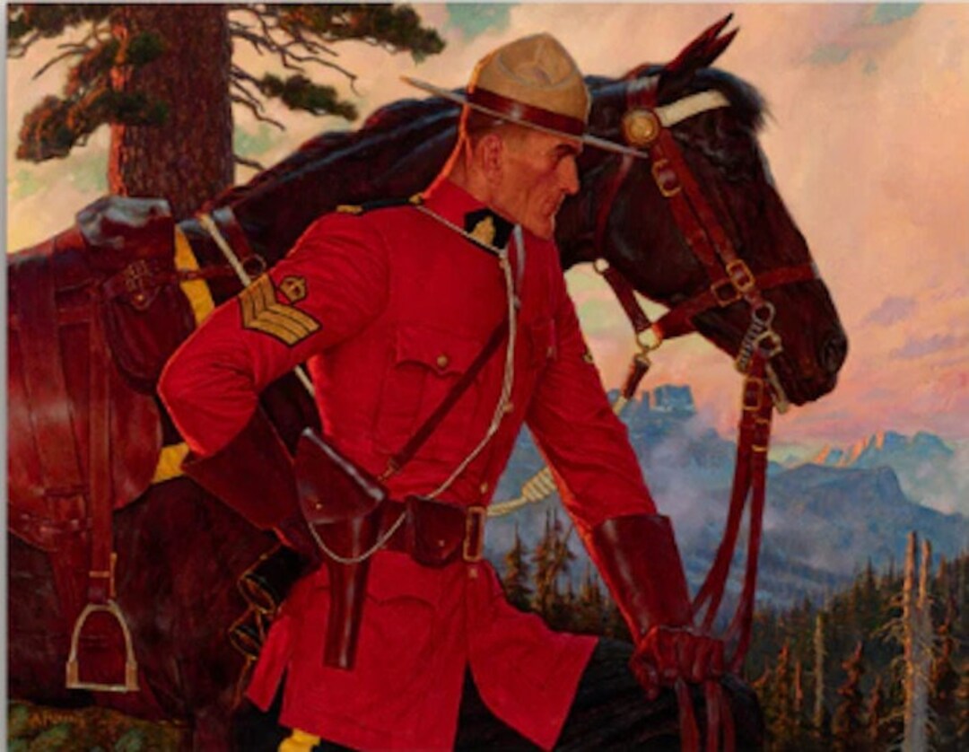 Arnold FRIBERG " Mountie and Horse " Lithograph Print of an RCMP ...