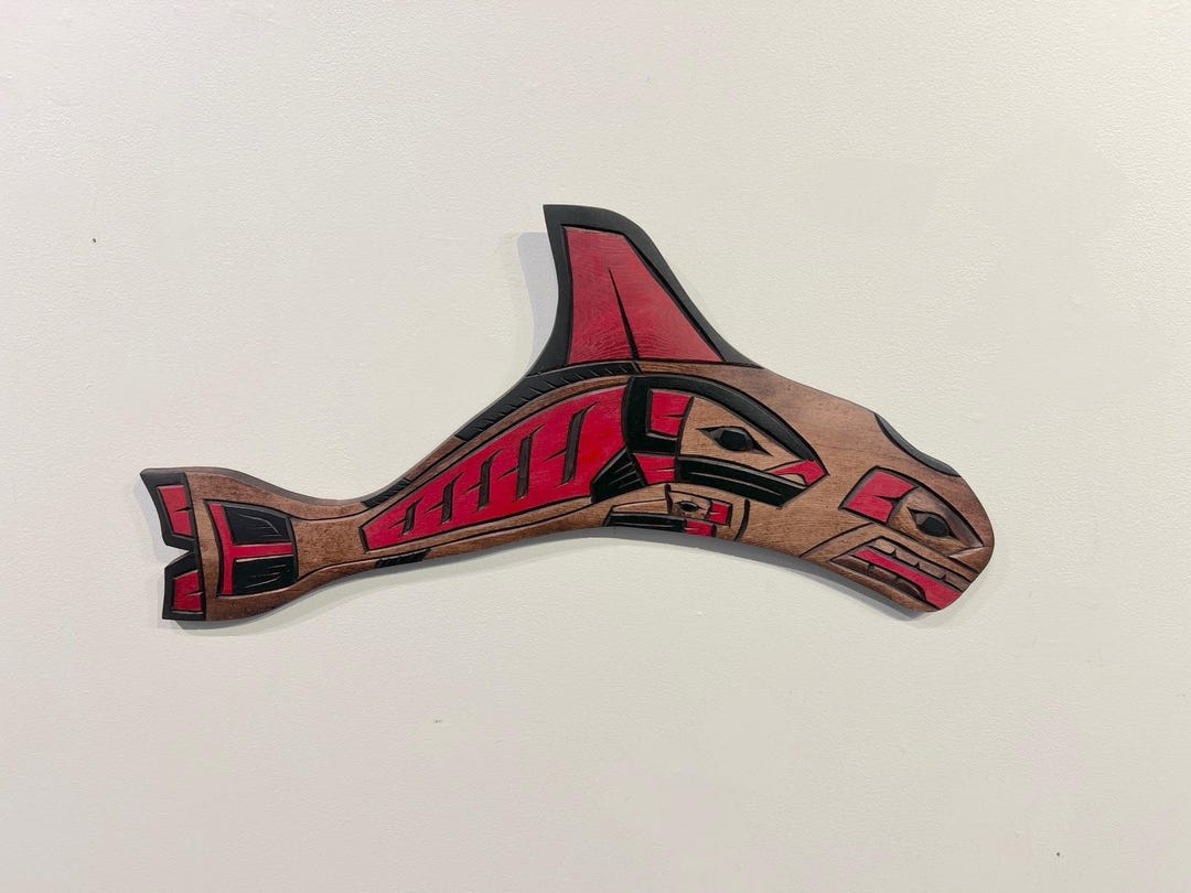 Whale Salmon Raven Native Carving Coast Salish First Nations Indigenous ...